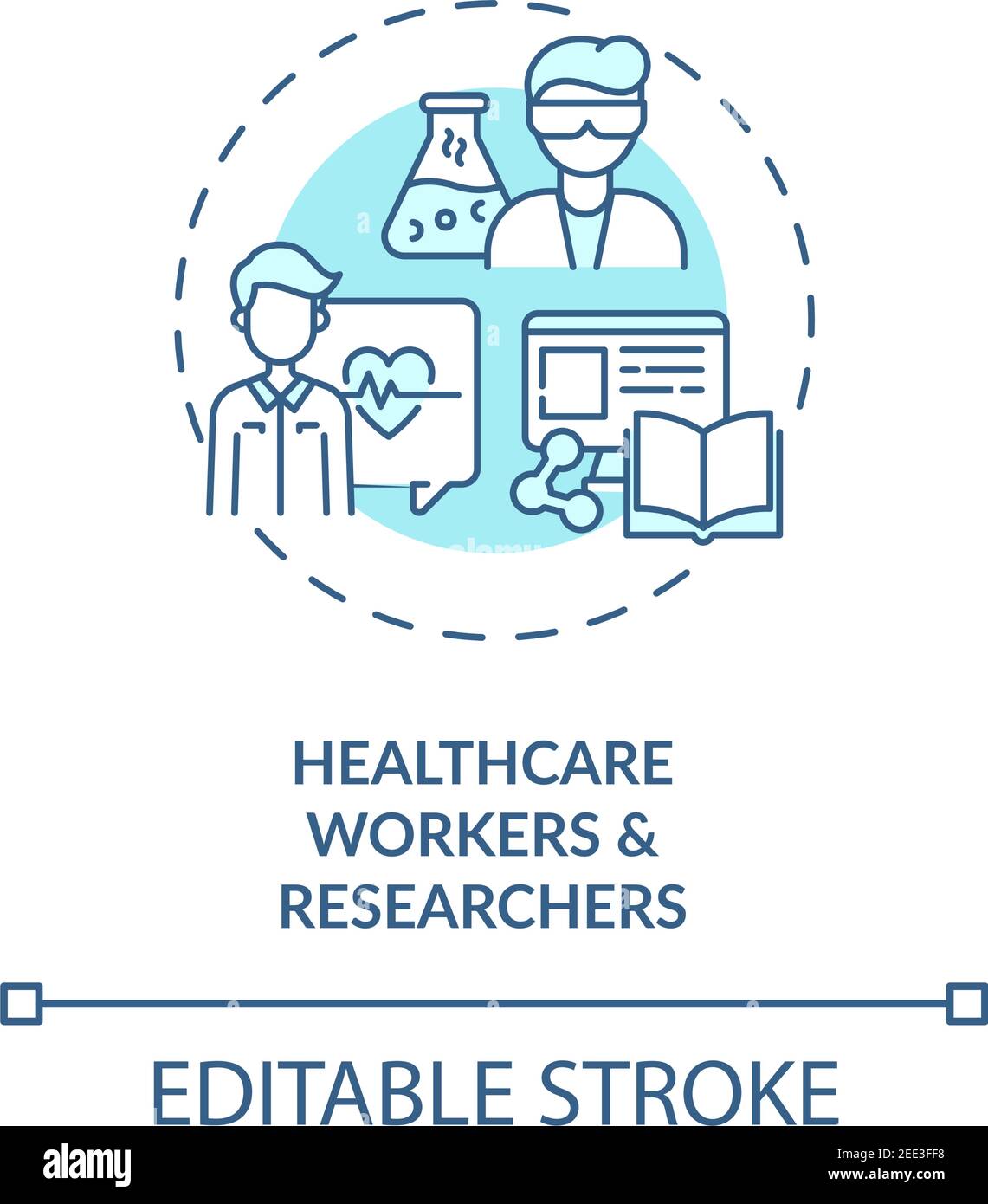 Healthcare workers and researchers concept icon Stock Vector Image ...