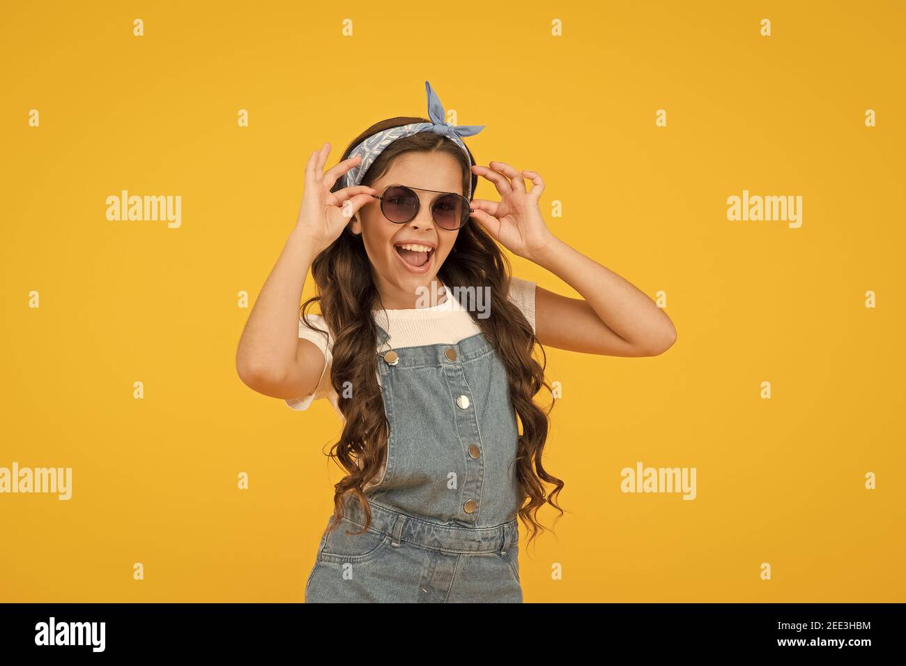 Enjoying new great day. happy childrens day. cheerful vintage girl on ...