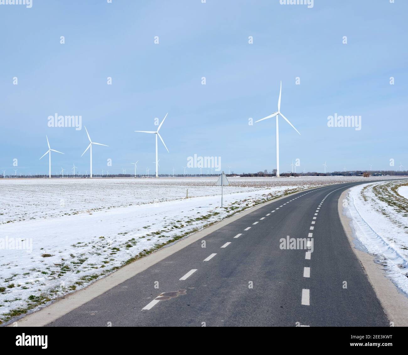 Wind turbines in snowy rural landscape hi-res stock photography and ...