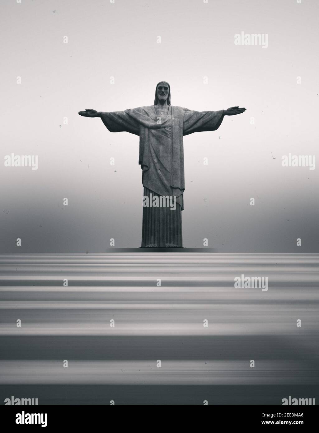 Vertical greyscale shot of the statue of Jesus in Brazil Stock Photo ...