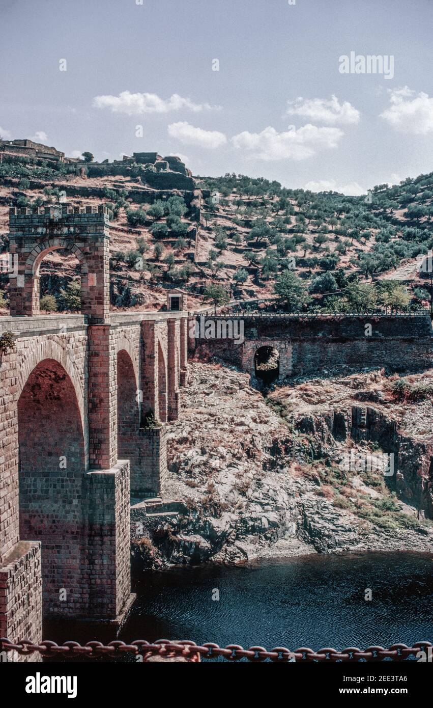 Roman bridge at Alcantara known as Alcantara Bridge or Trajan's Bridge ...