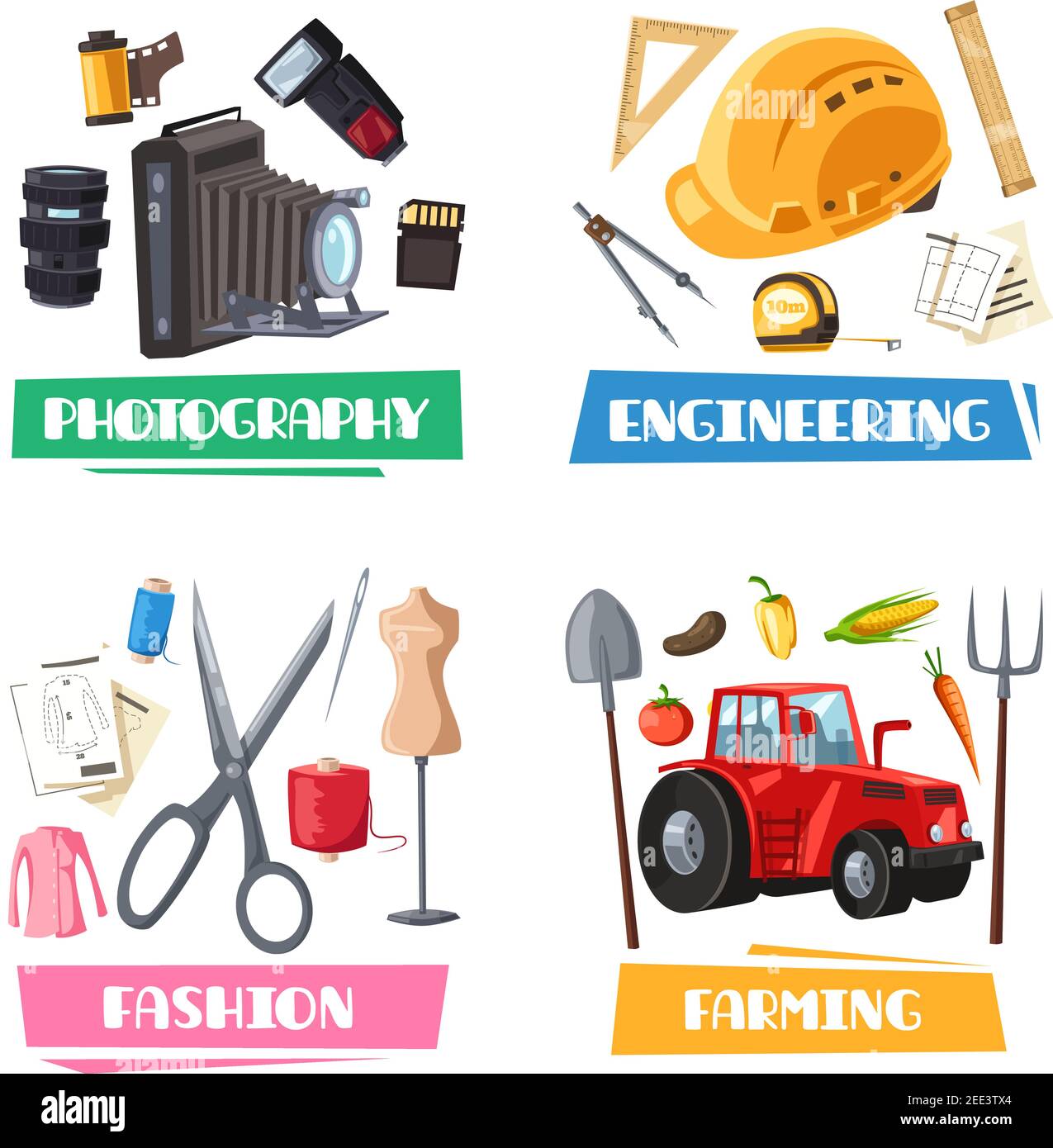 Profession vector items, tools and accessories. Photography camera ...