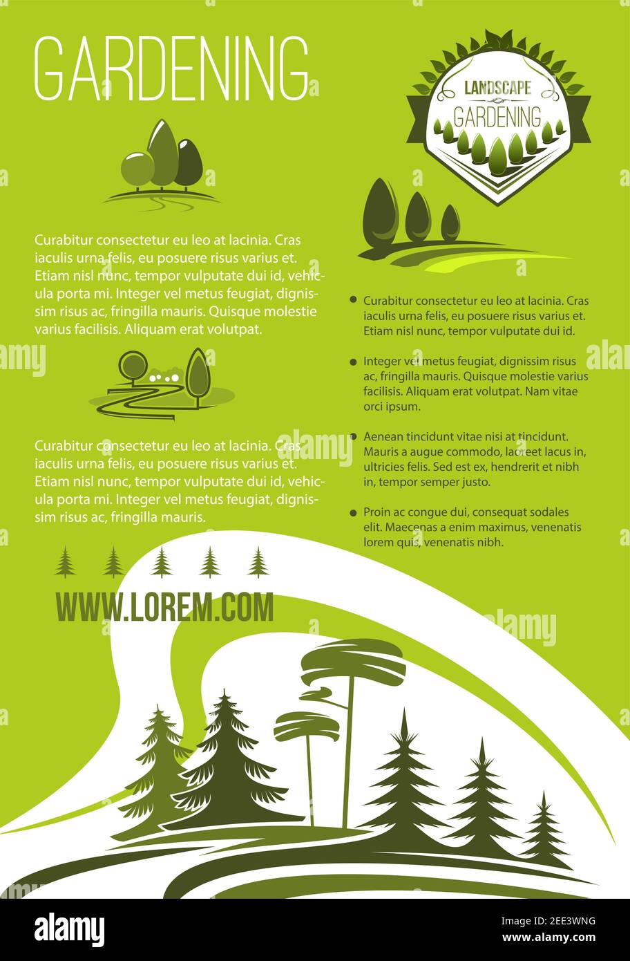 Landscape and gardening company vector poster. Garden landscaping ...