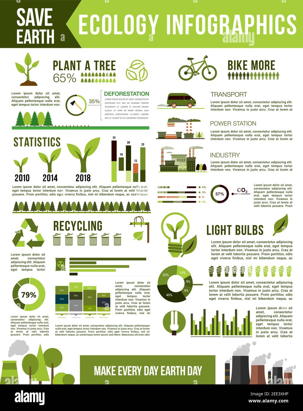 Ecology and nature conservation infographic. Air pollution from ...