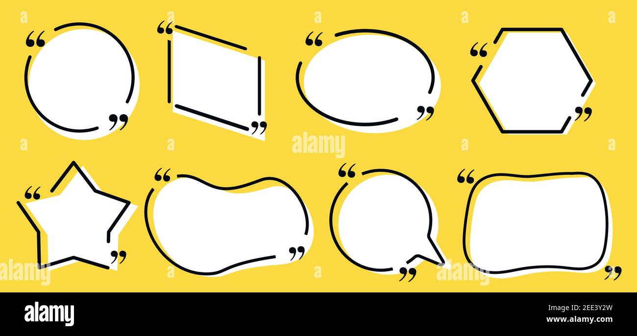 Quote box frame, big set. Quote box icon. Texting quote boxes. Blank ...