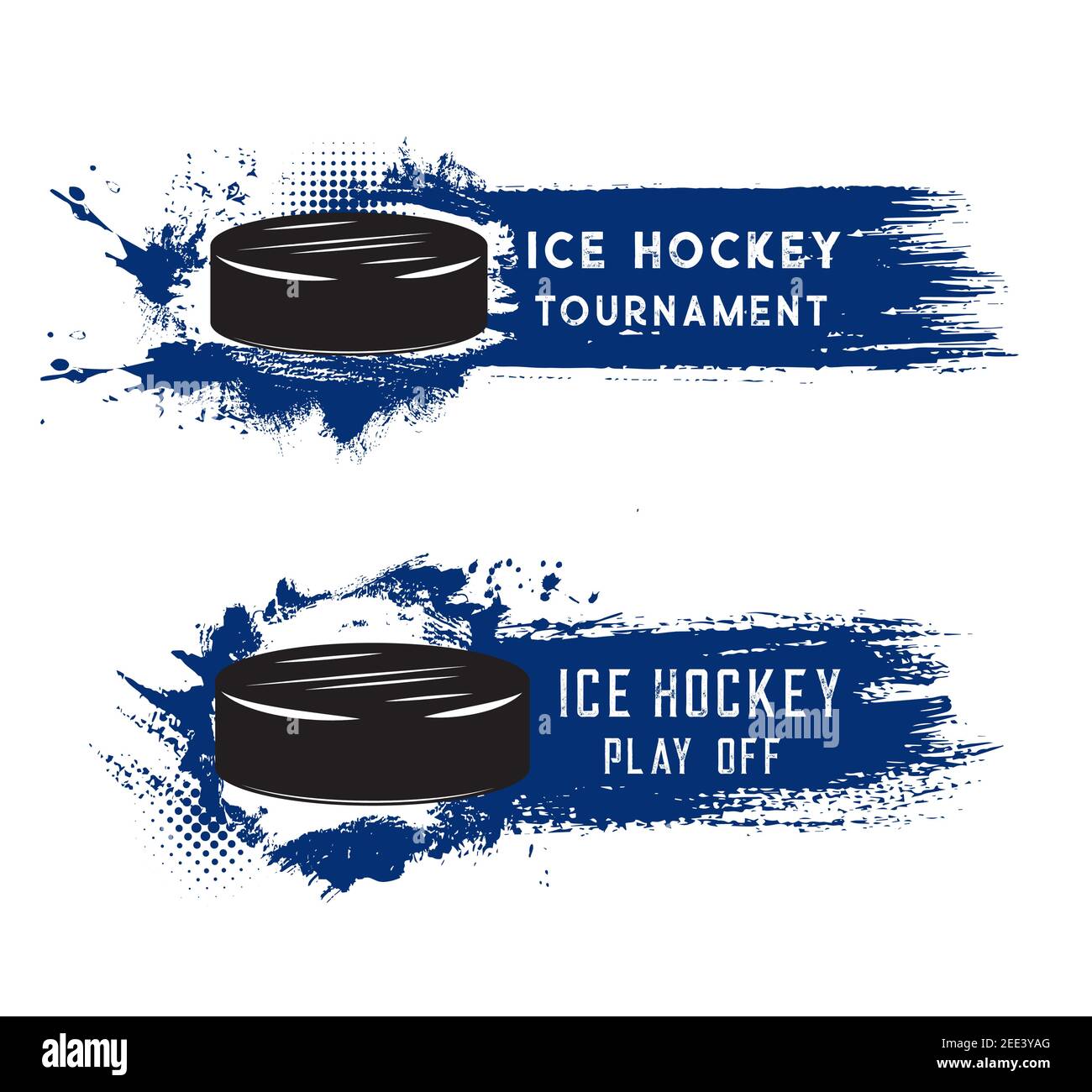 Ice hockey puck on rink ice, tournament and sport playoff match, vector ...