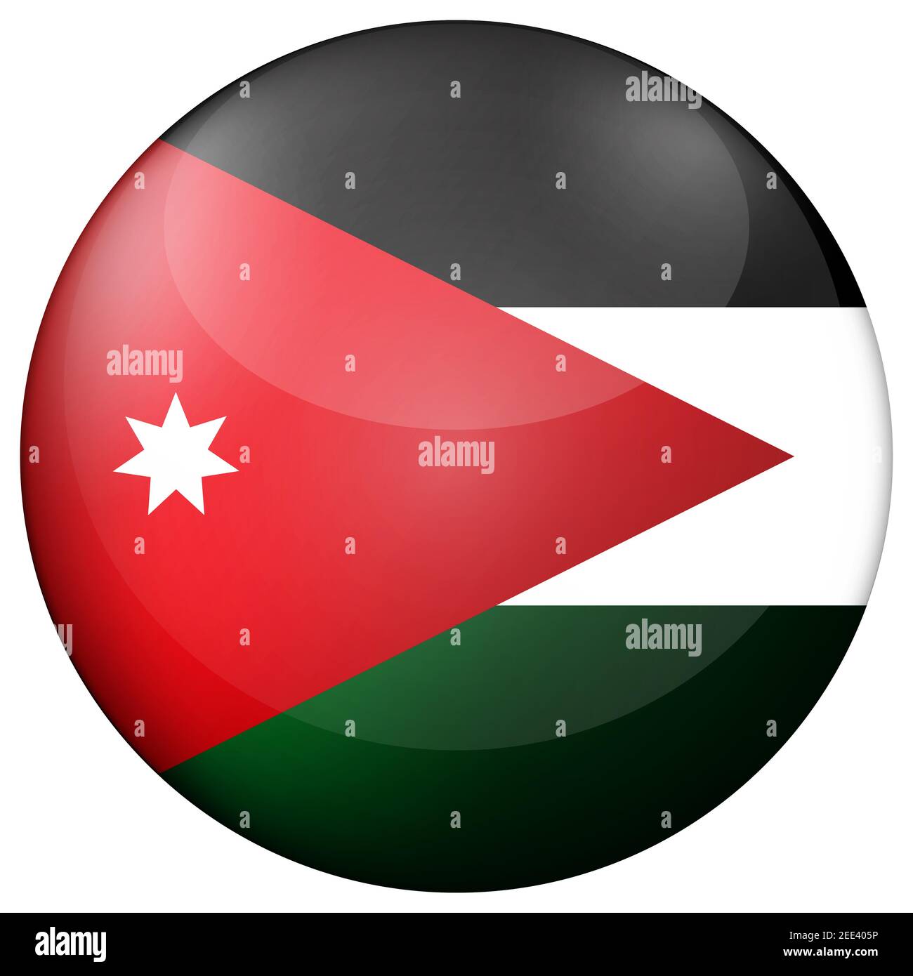 Glass light ball with flag of Jordan. Round sphere, template icon ...