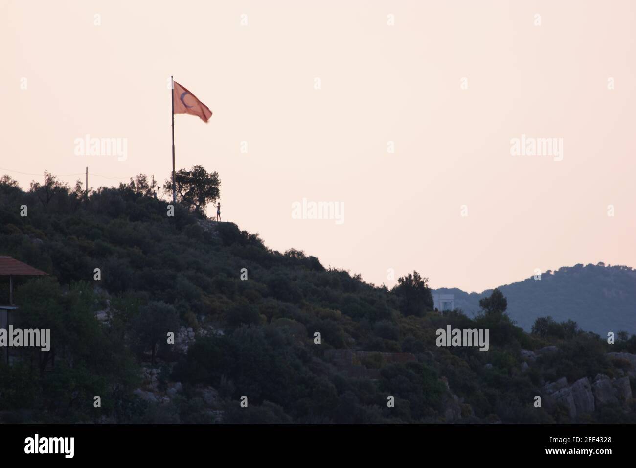 The mountain peak with turkish flag Stock Photo - Alamy