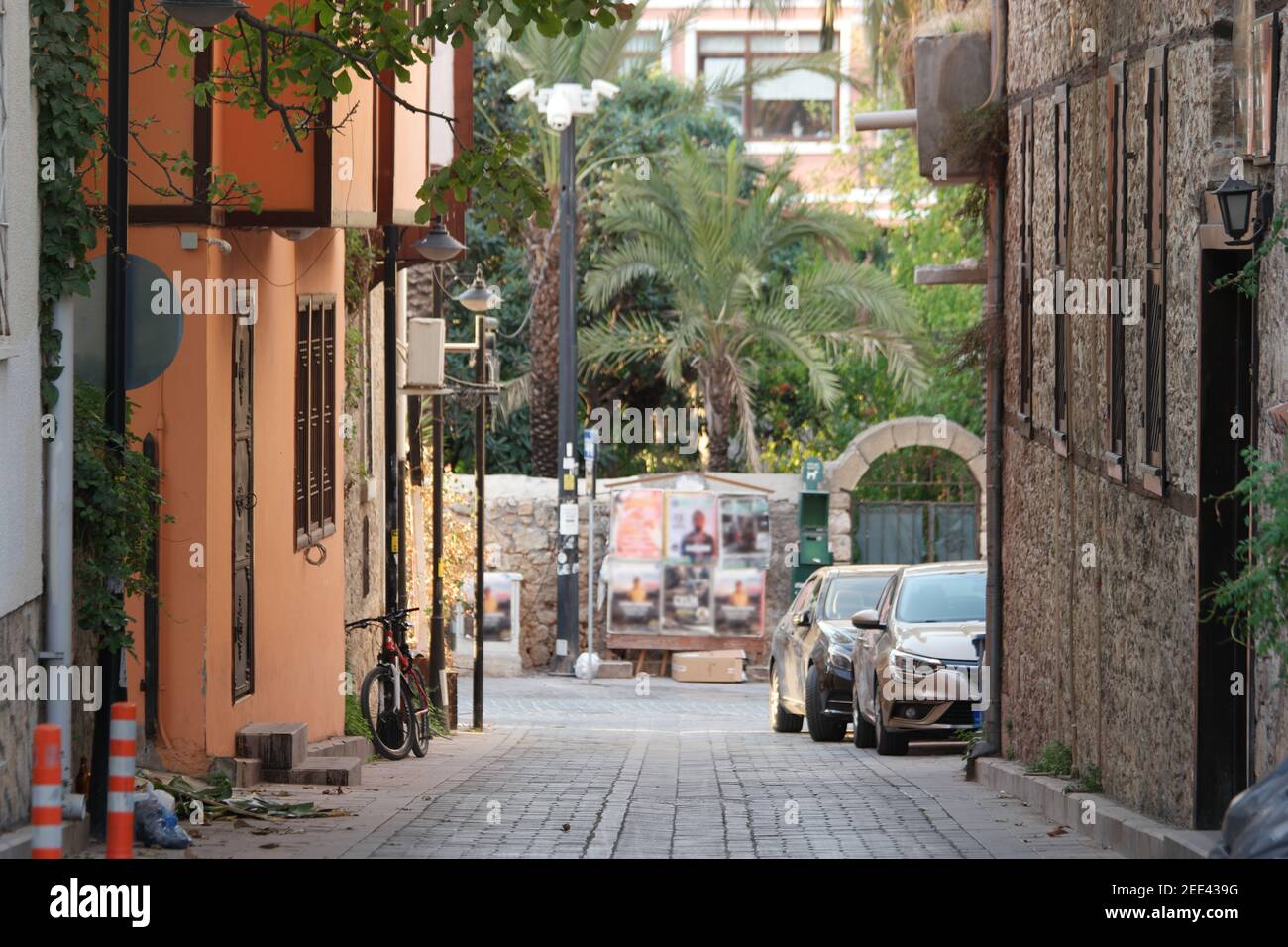 Narrow turkish street with beautiful buildings Stock Photo - Alamy