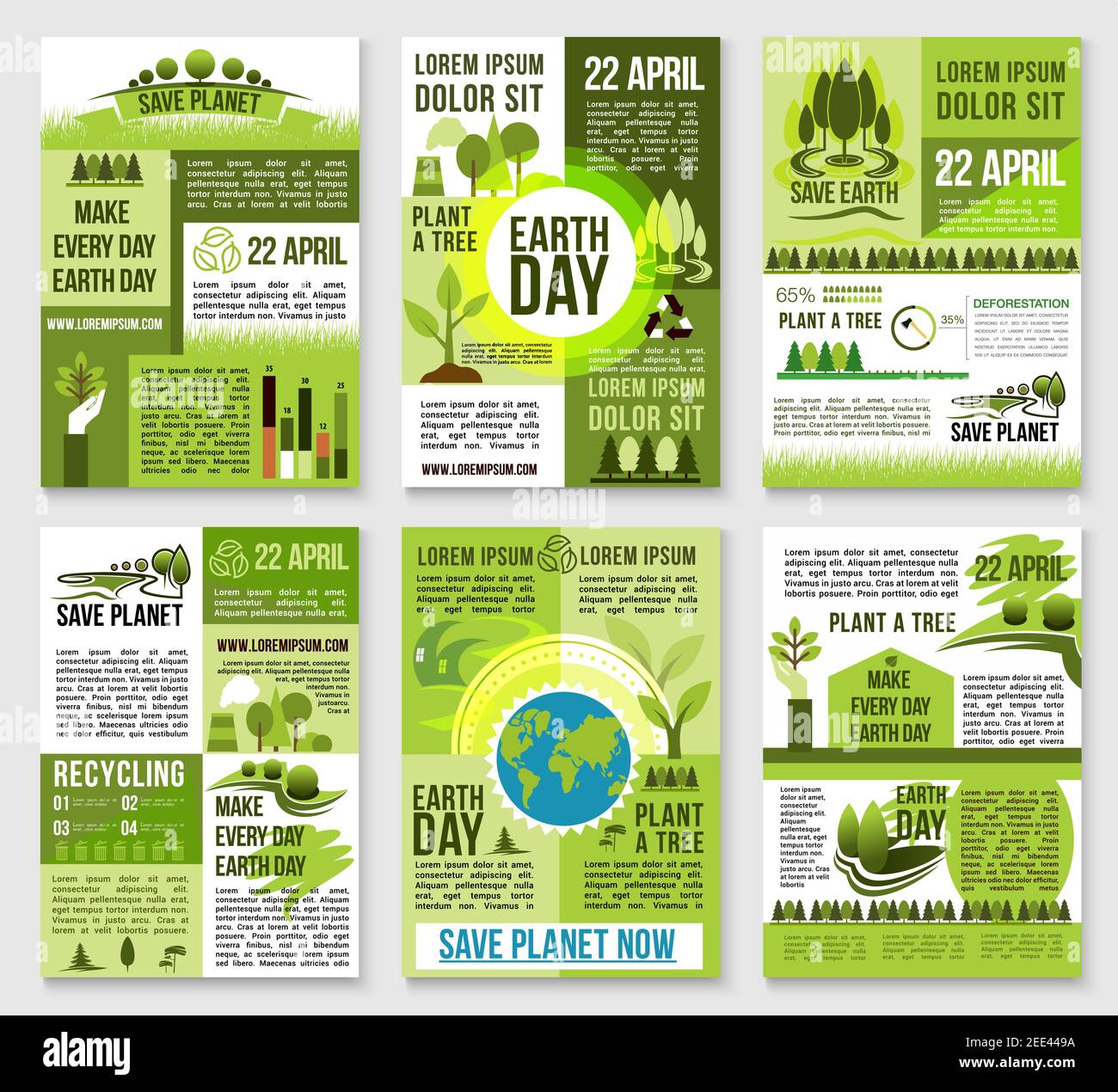 Earth Day poster template. Save planet banner with earth globe, green ...