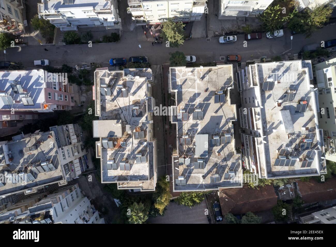 Aerial view of high-rise buildings with terraces Stock Photo - Alamy