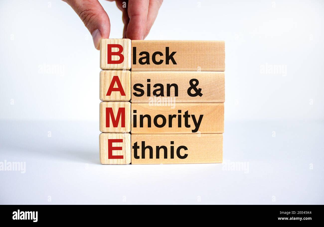 BAME symbol. Abbreviation BAME, black, asian and minority ethnic on ...
