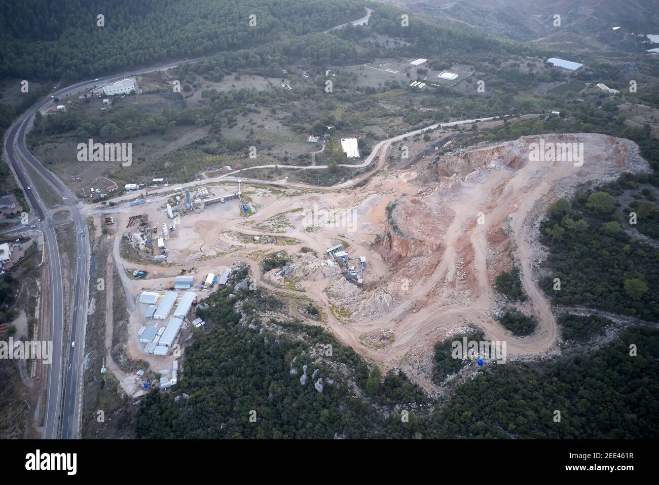 Mountain quarry aerial view Stock Photo - Alamy