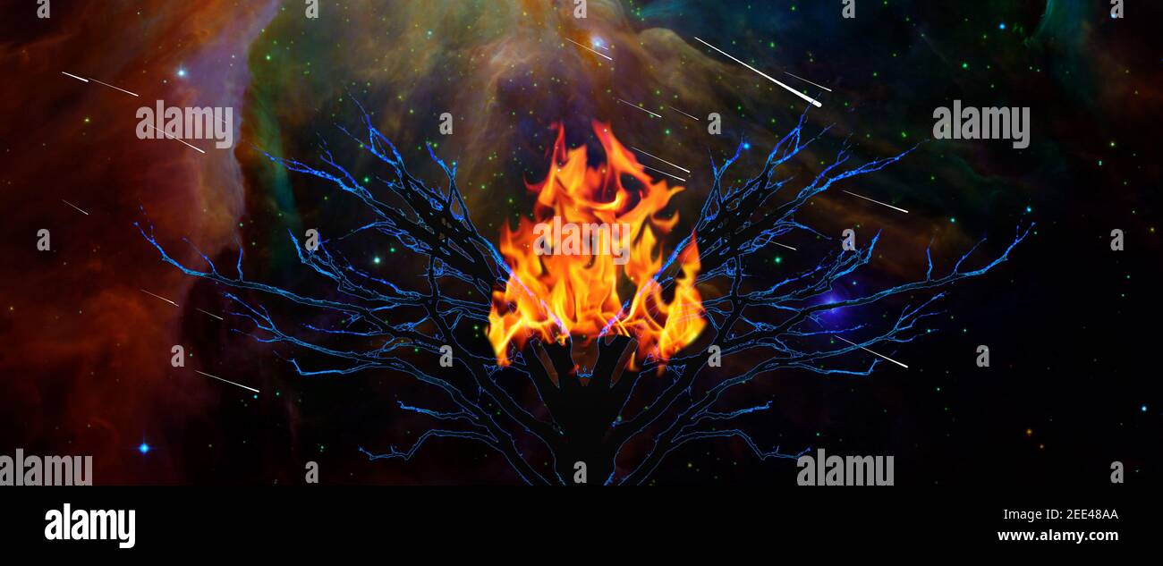 Mystic Tree of Life and Eternal Fire. 3D rendering Stock Photo - Alamy