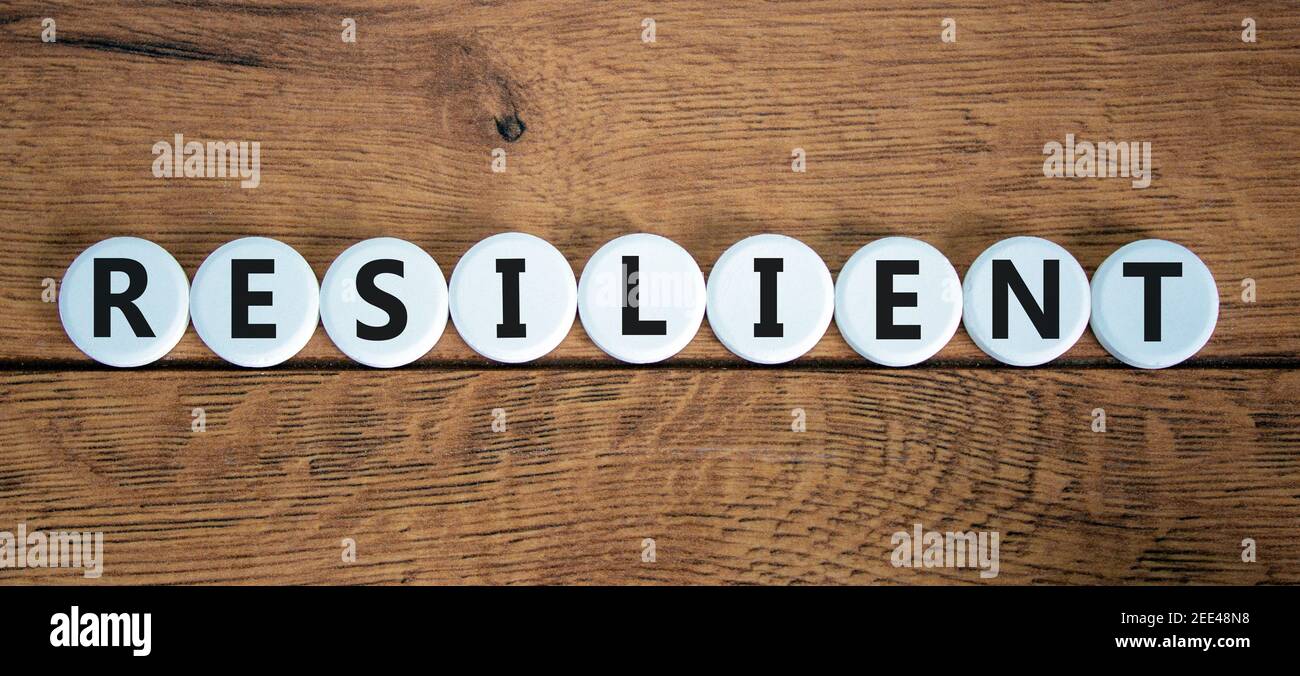 Resilient symbol. White circles with the word 'resilient'. Beautiful ...