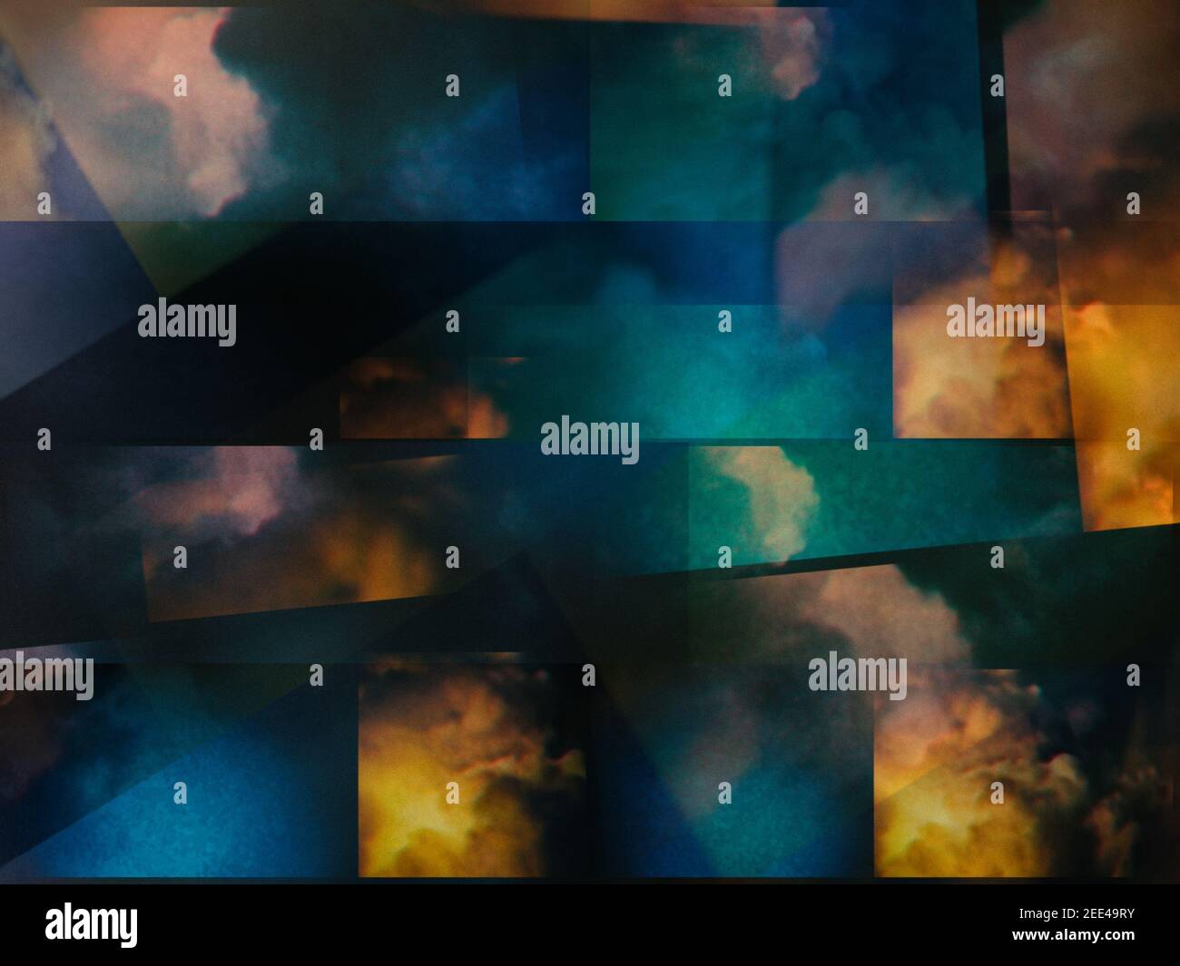 Colorful clouds with overlapping rectangular layers. 3D rendering Stock ...