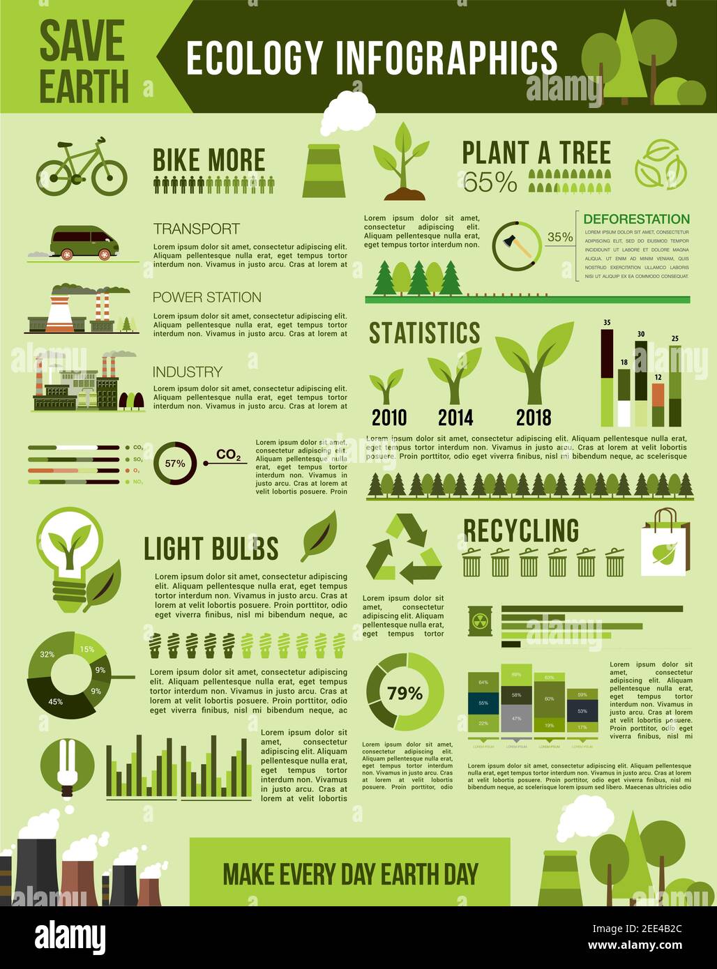 Earth pollution and conservation infographics. Vector graph elements ...