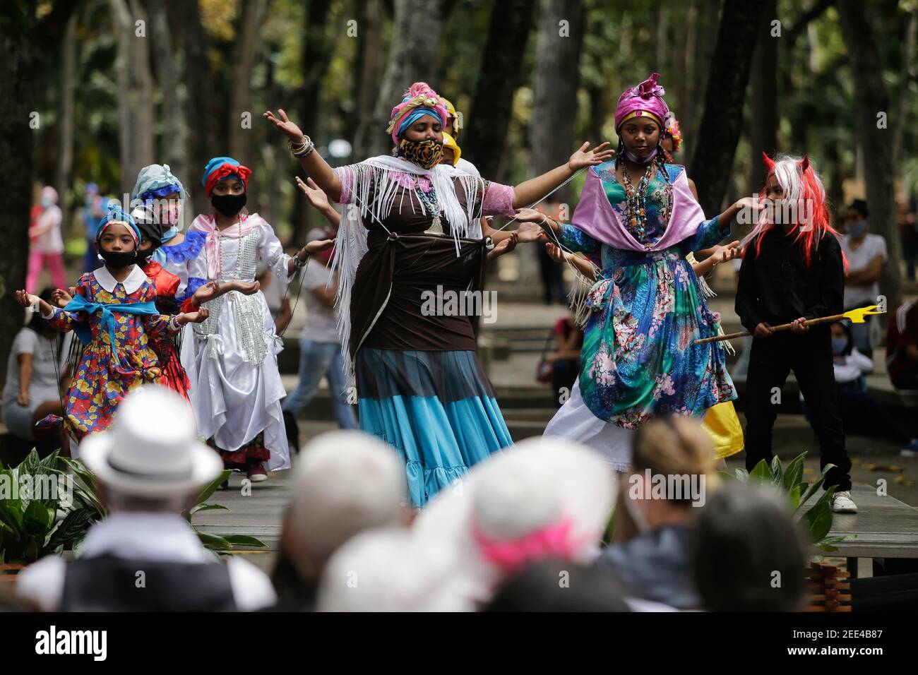 Caracas, Venezuela. 15th Feb, 2021. A group of people participate in a ...