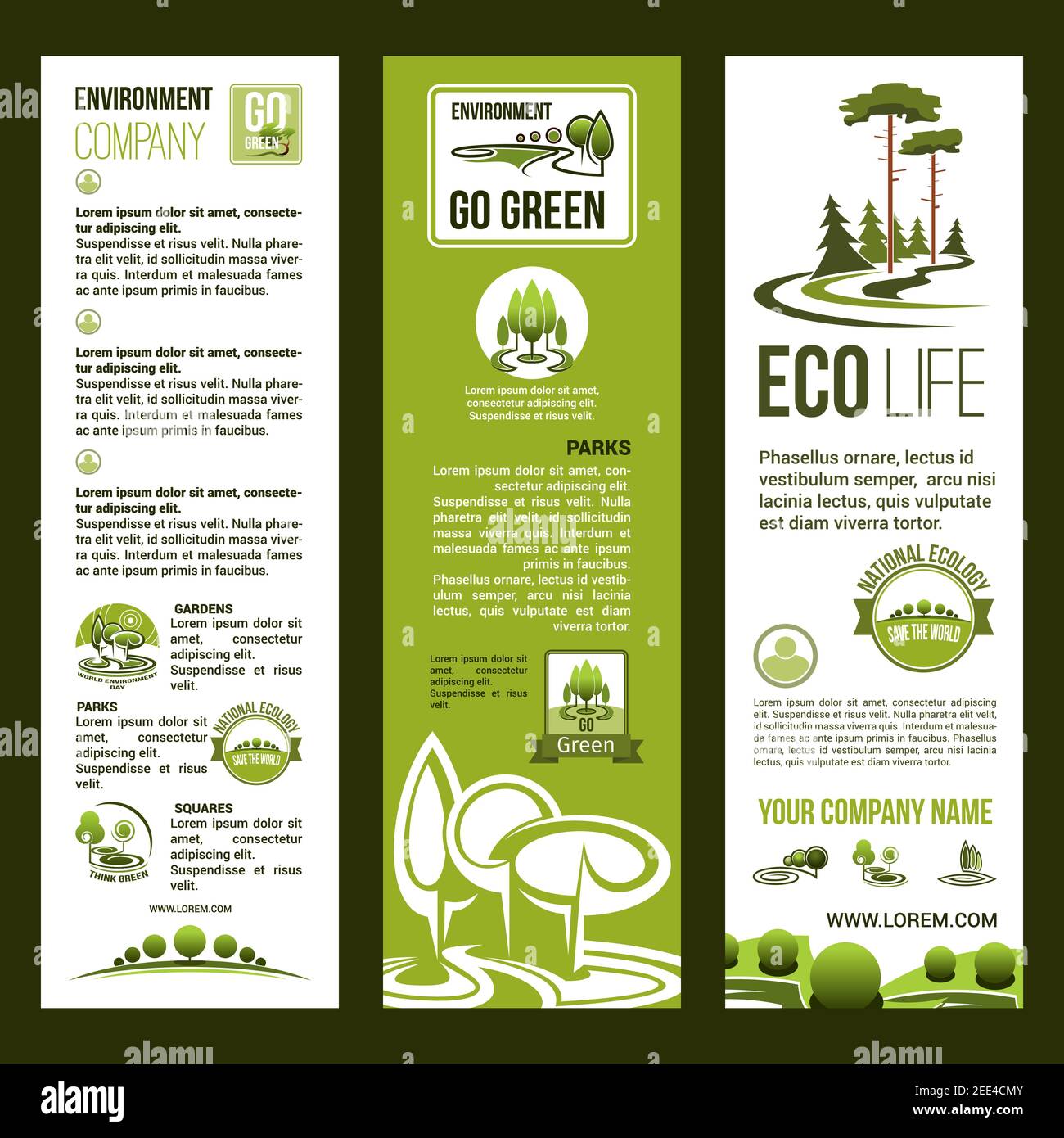 Green environment and nature ecology protection vector banners for eco ...