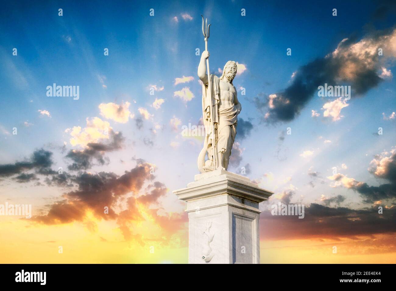 Detail of the Poseidon or Neptune statue, sculpture or monument in the ...