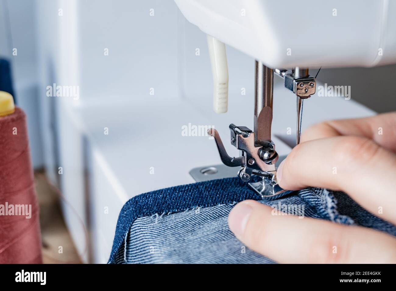 hands of an fashion design student using her university tools. domestic ...