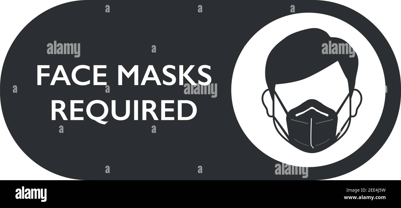 Set of face mask required vector signs. Facemask or covering must be ...