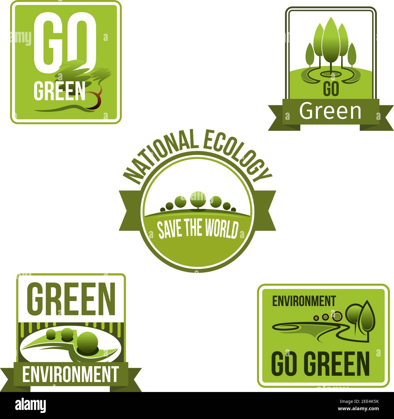 Go green and ecology environment vector icons set. Isolated symbols of ...
