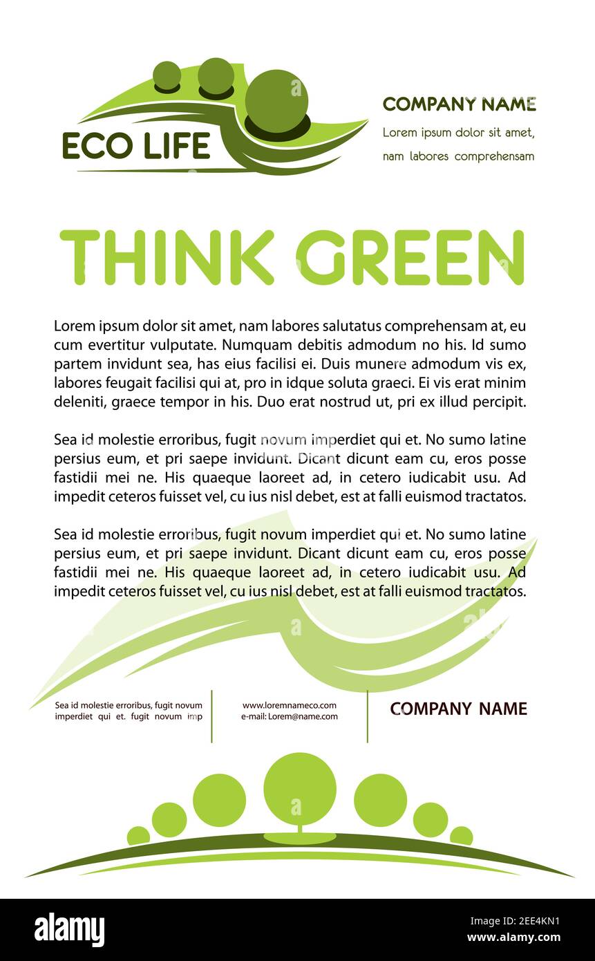Think green concept. Nature protection and tree planting poster ...
