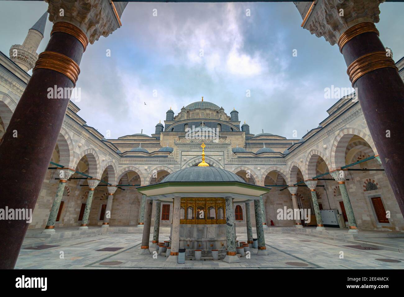 Beyazit Mosque in Istanbul. Courtyard of the mosque. Ottoman mosque ...