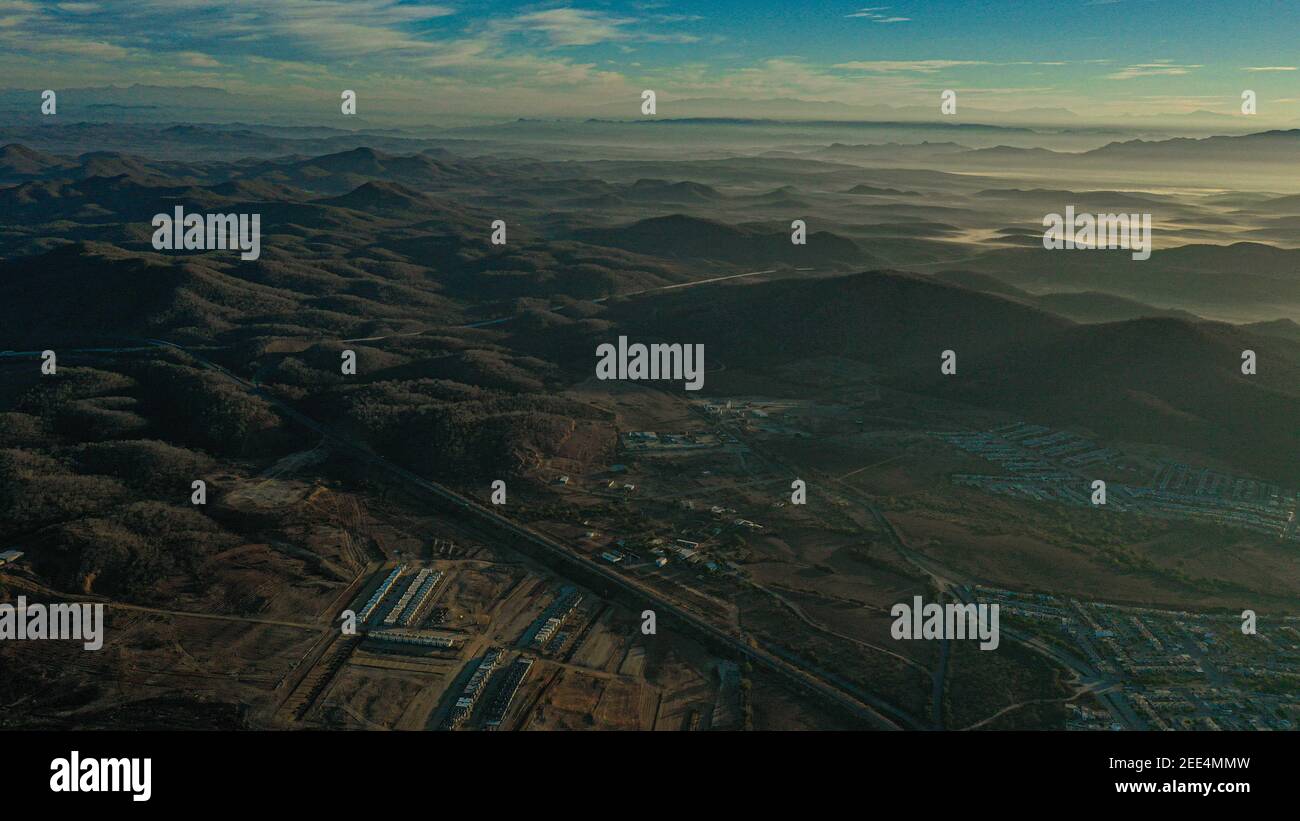 Sunrise landscape of Mazatlan, Sinaloa, Mexico. Fog over the city of ...