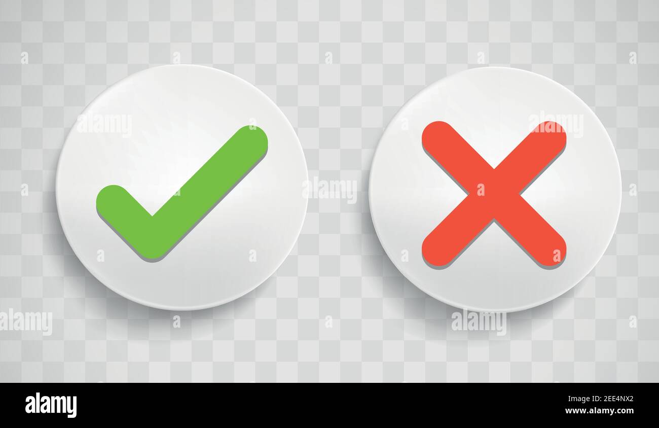 Tick icon set. Stylish check mark icon set in green and red color Stock ...