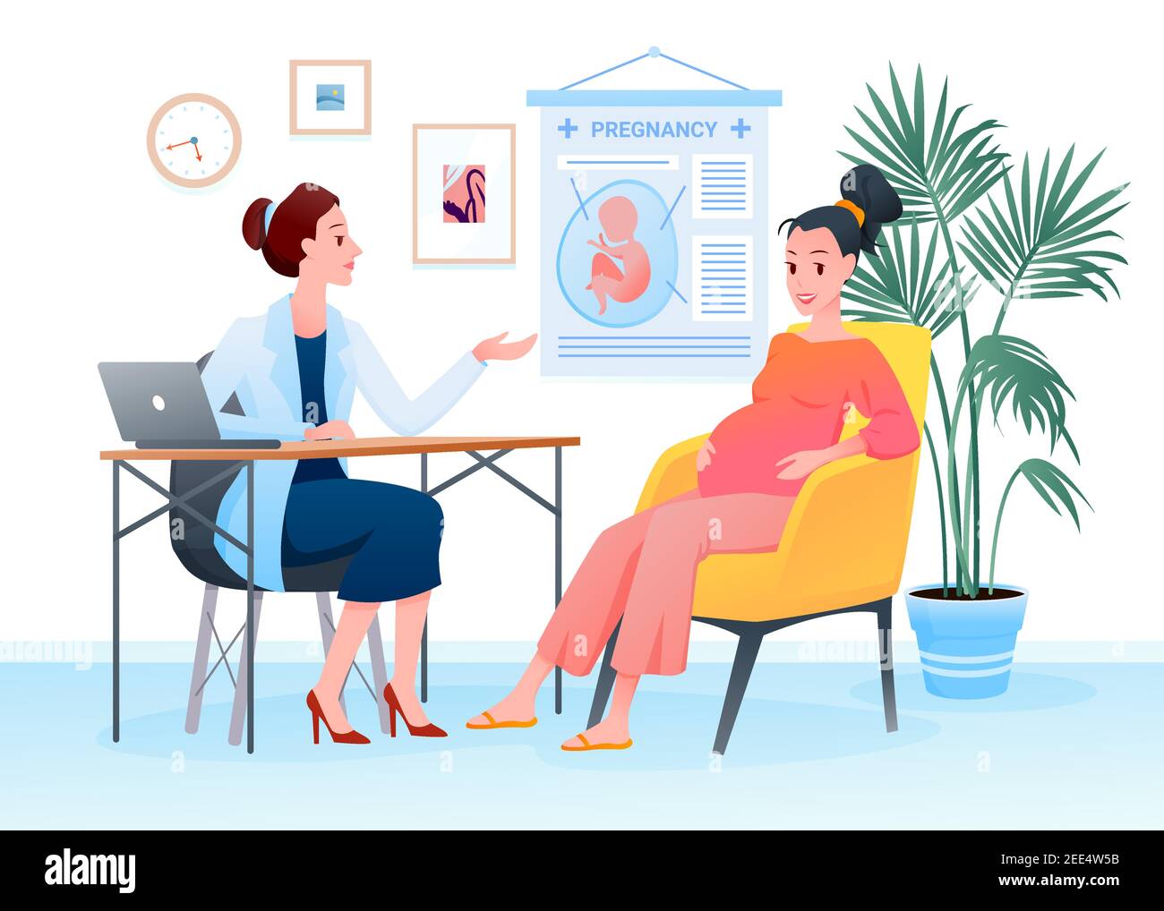Prenatal medicine, pregnancy medical checkup in hospital with young ...