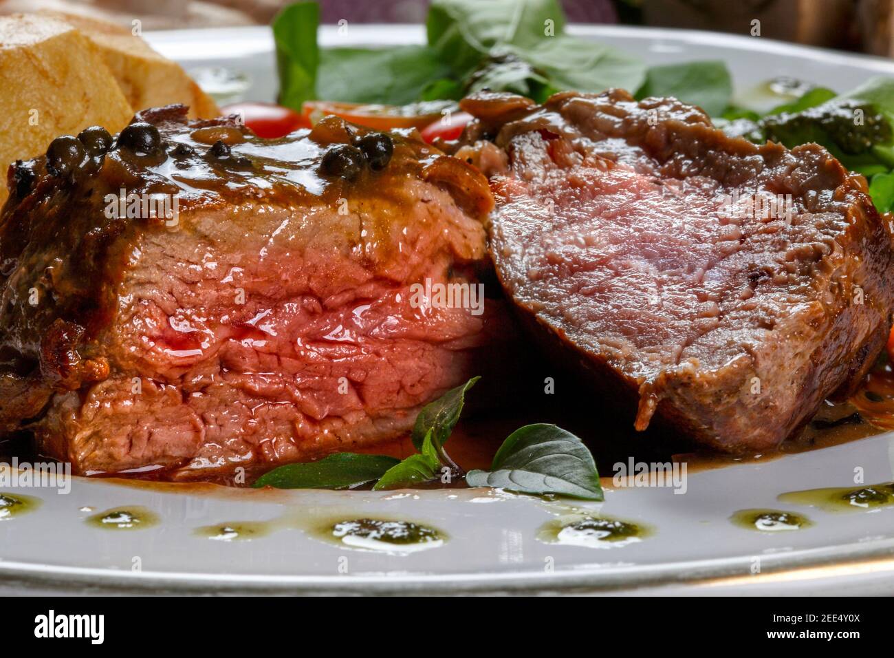 Filet mignon red wine sauce Stock Photo - Alamy