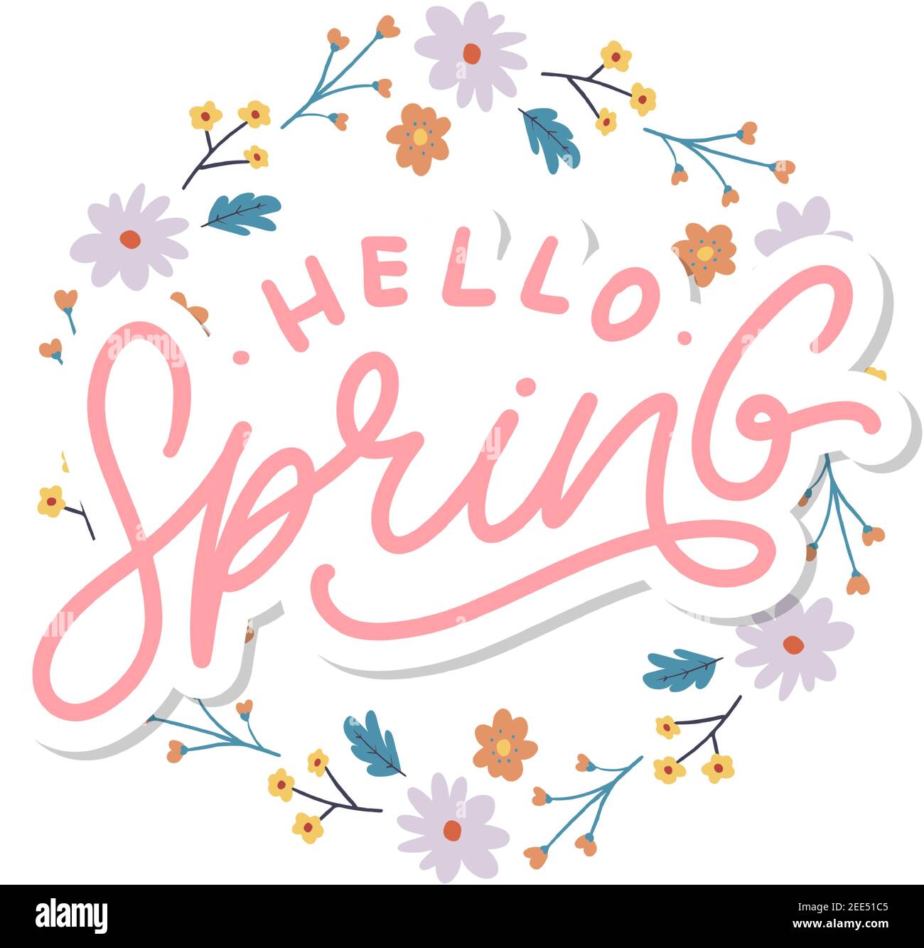 Hello Spring Flowers Text Background Stock Vector Image & Art - Alamy