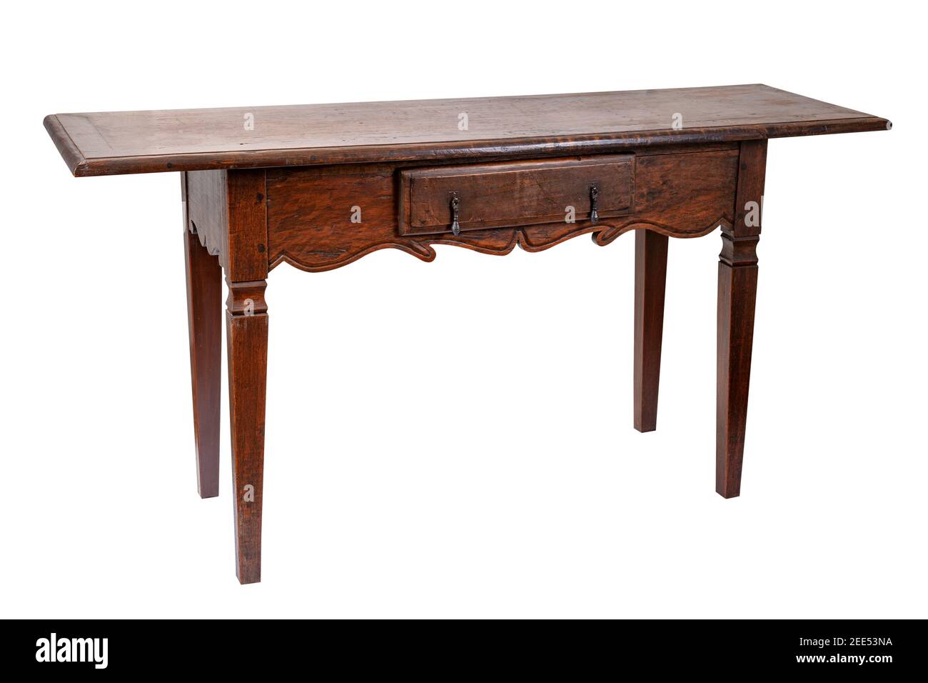 Antique wooden table, isolated on white background Stock Photo - Alamy