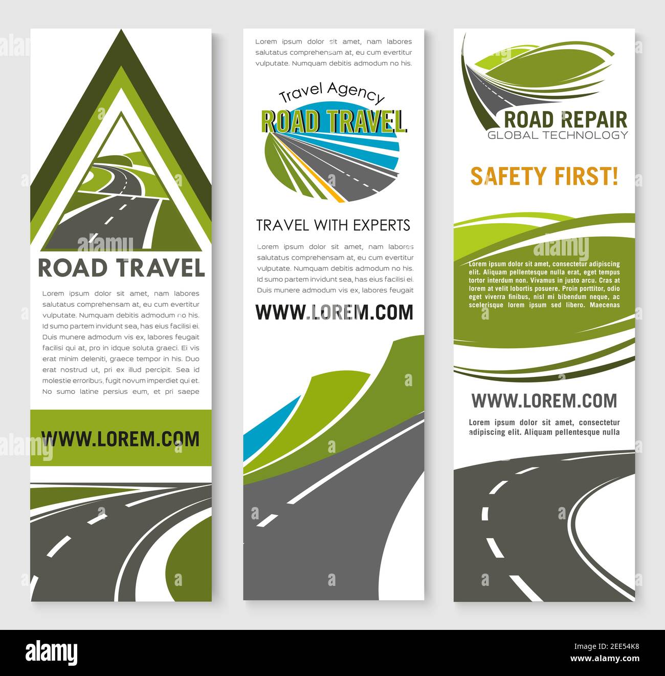Road safety construction and repair service banners for travel ot ...