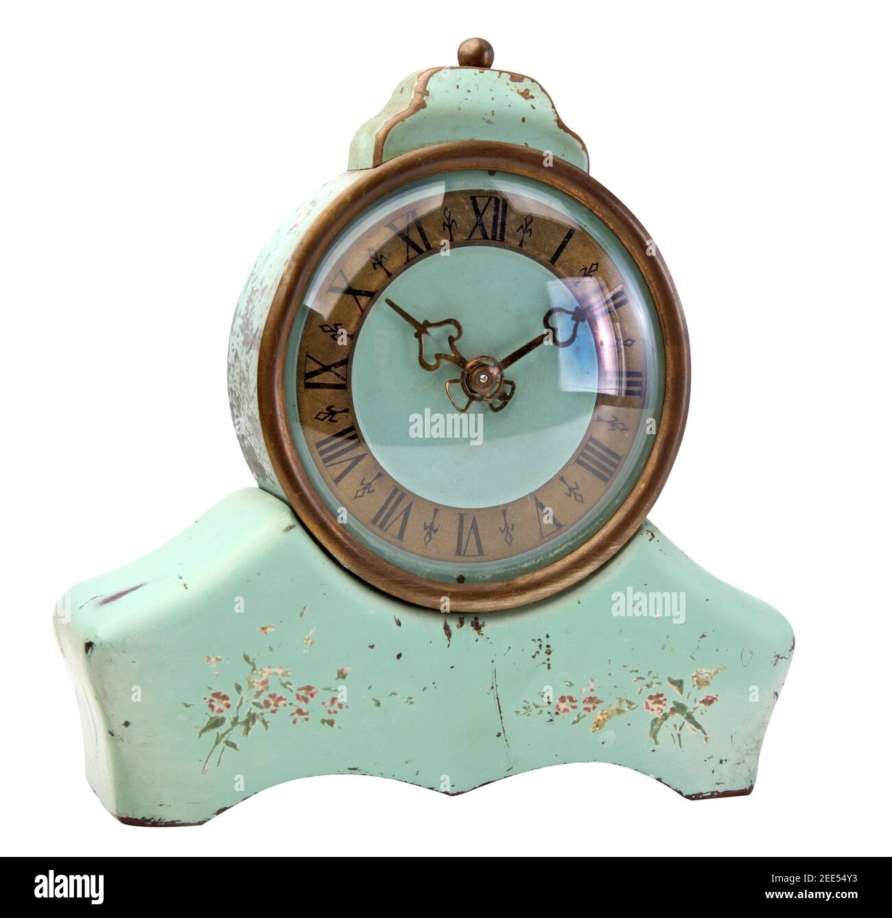Antique clock on white background Stock Photo - Alamy
