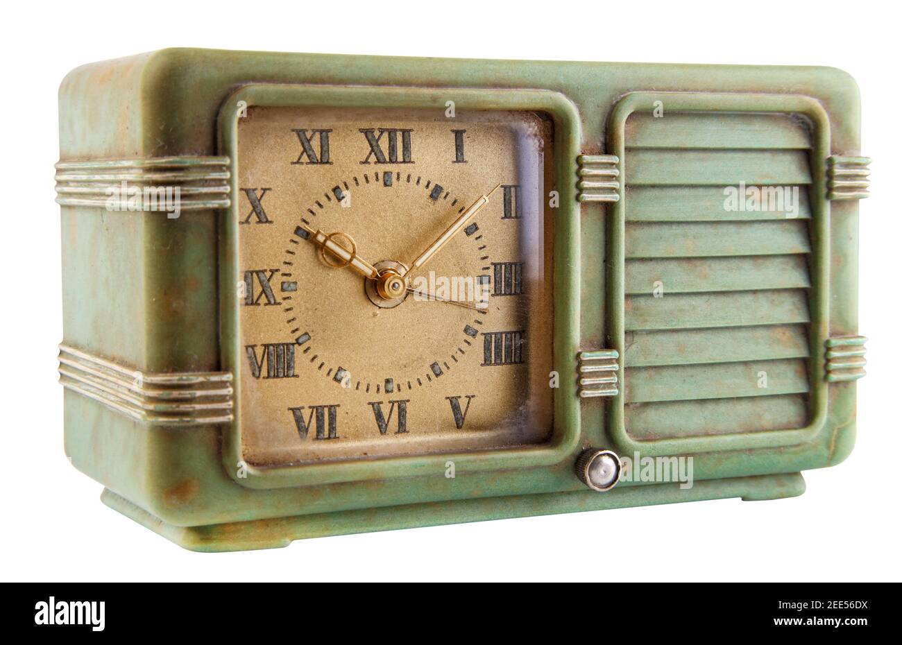 Antique clock on white background Stock Photo - Alamy