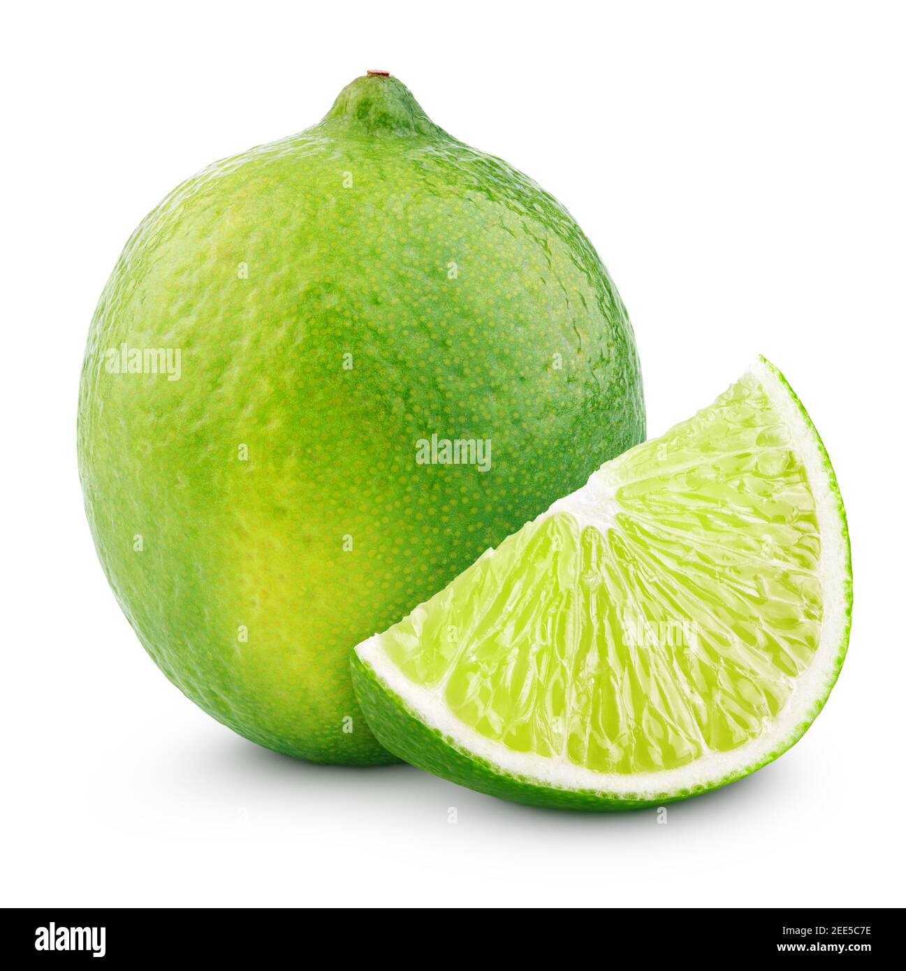 Citrus lime fruit with slice isolated on white background with clipping ...