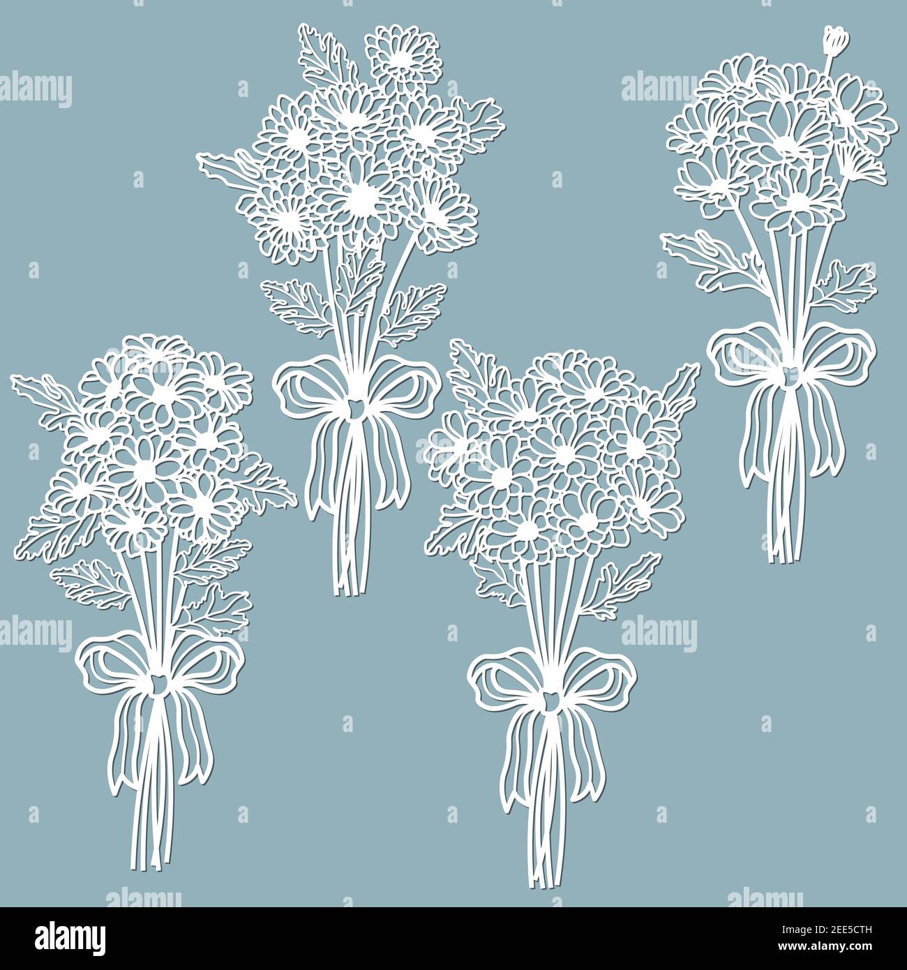 chrysanthemums. set template for laser cutting and Plotter. Flowers ...