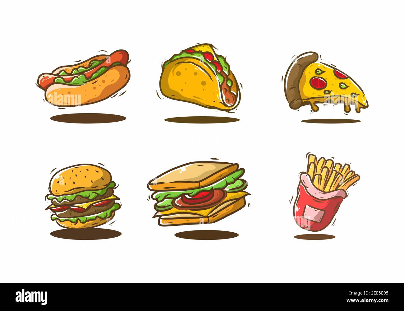 Fast food set illustration drawing design Stock Vector Image & Art - Alamy