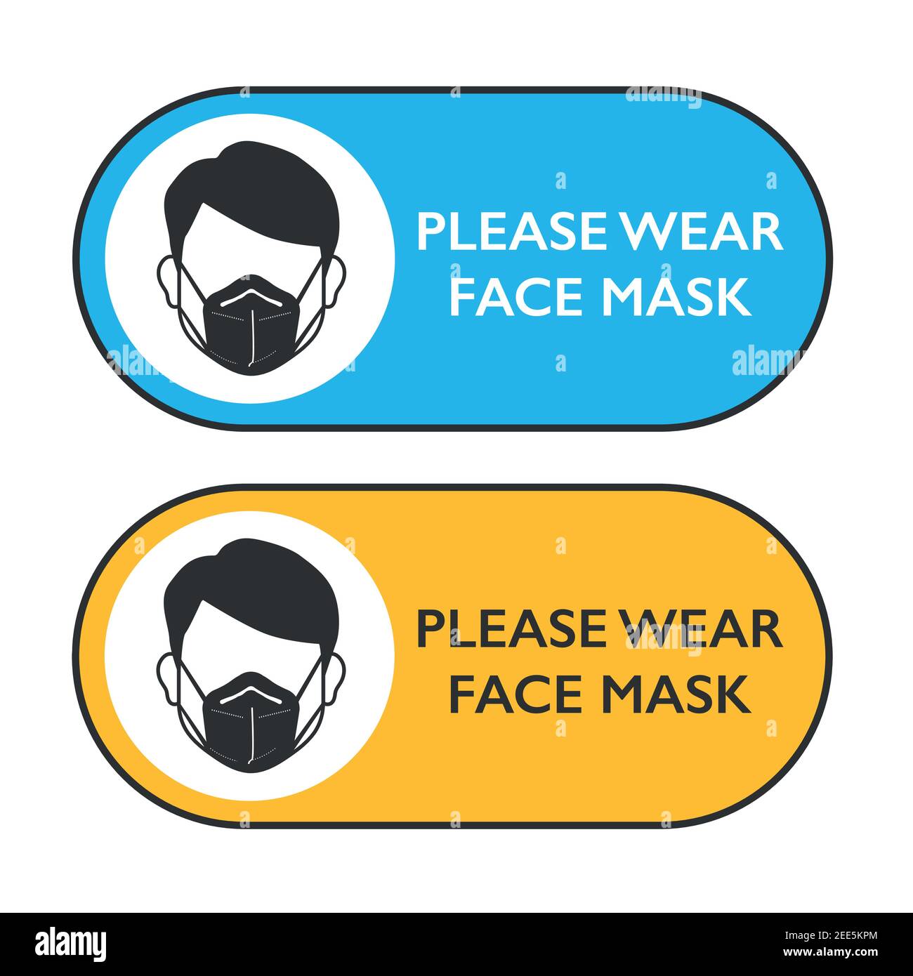 Set of face mask required signs isolated on white Stock Vector Image ...