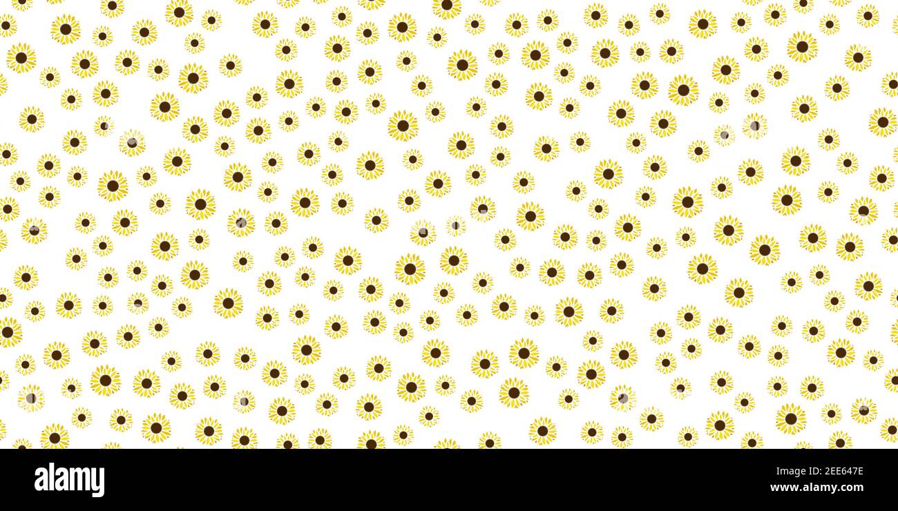 Cute floral print. Seamless pattern with small hand drawn sunflowers ...
