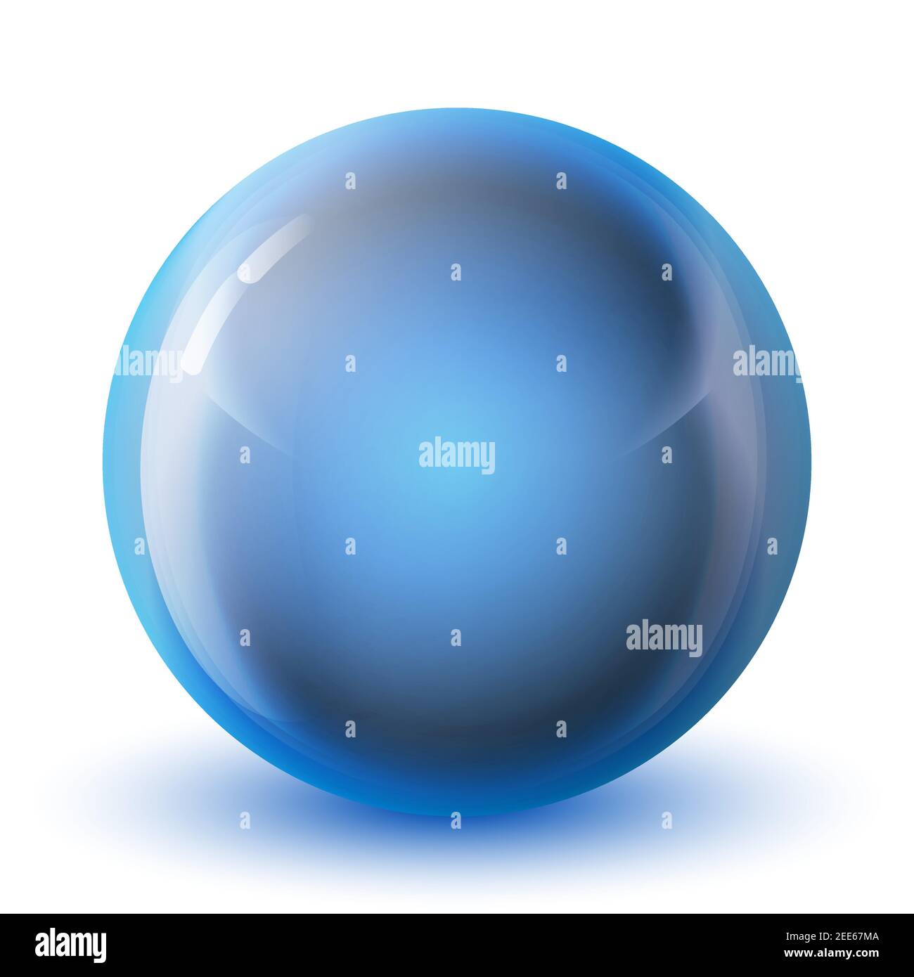 Glass blue ball or precious pearl. Glossy realistic ball, 3D abstract ...