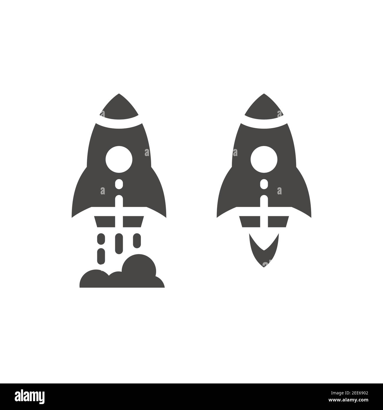 Rocket shuttle black vector icon. Startup business symbol, spaceship ...