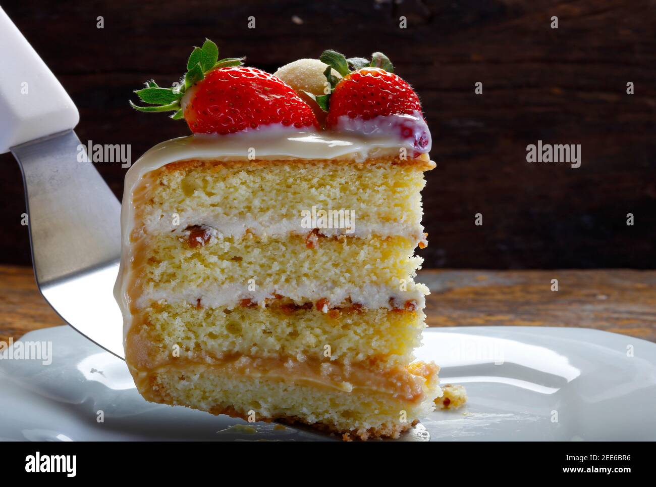 Strawberry Cake Slice Stock Photo - Alamy