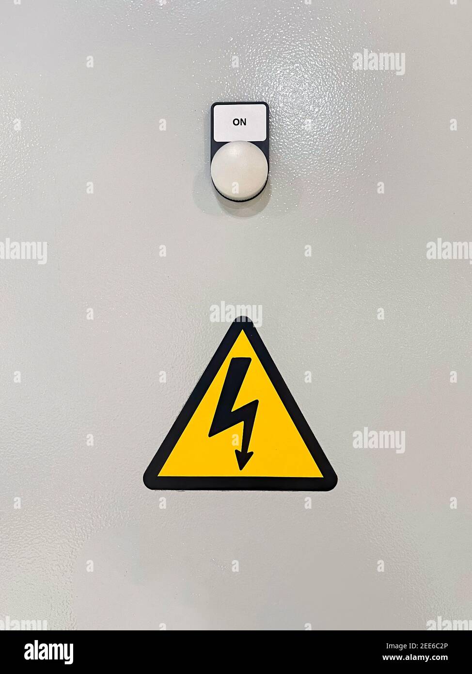 detail of a machine with a light with the message "on" and a high ...