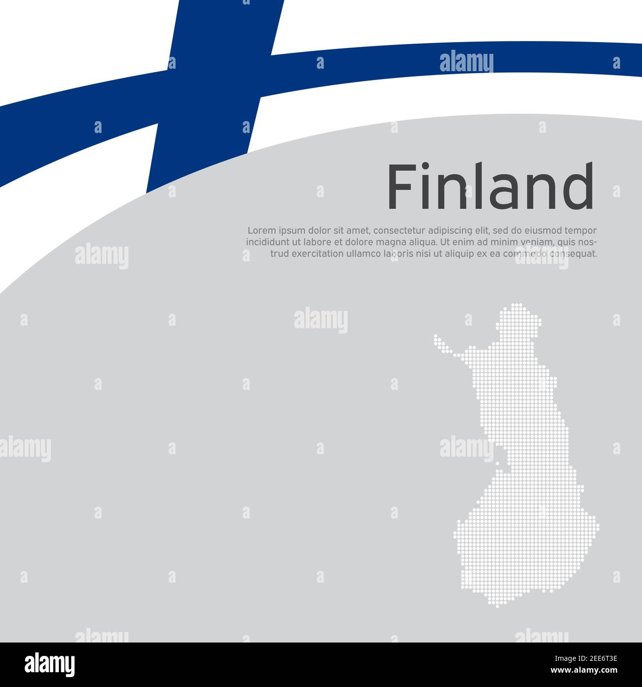 Finland flag, mosaic map background. Finland flag on a white background ...