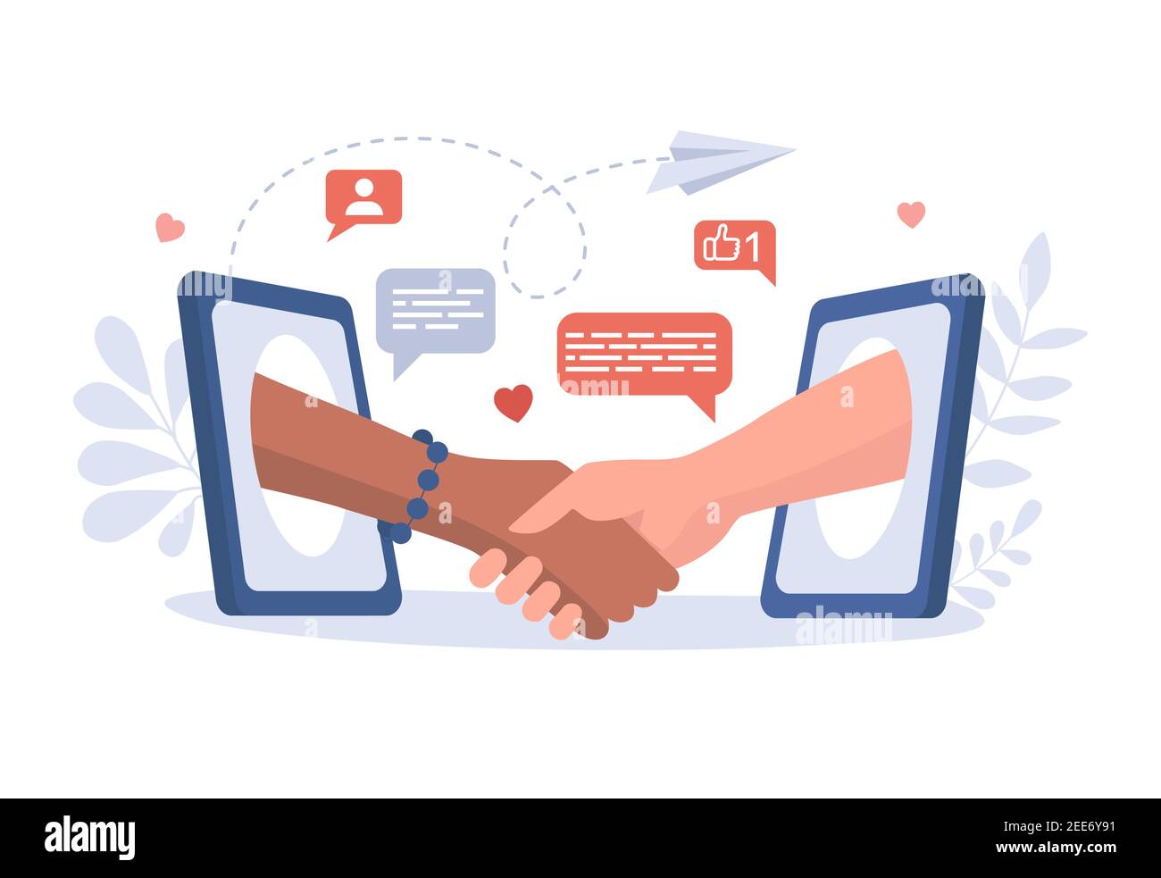Communication, conversation, and friendship in the Internet vector flat ...
