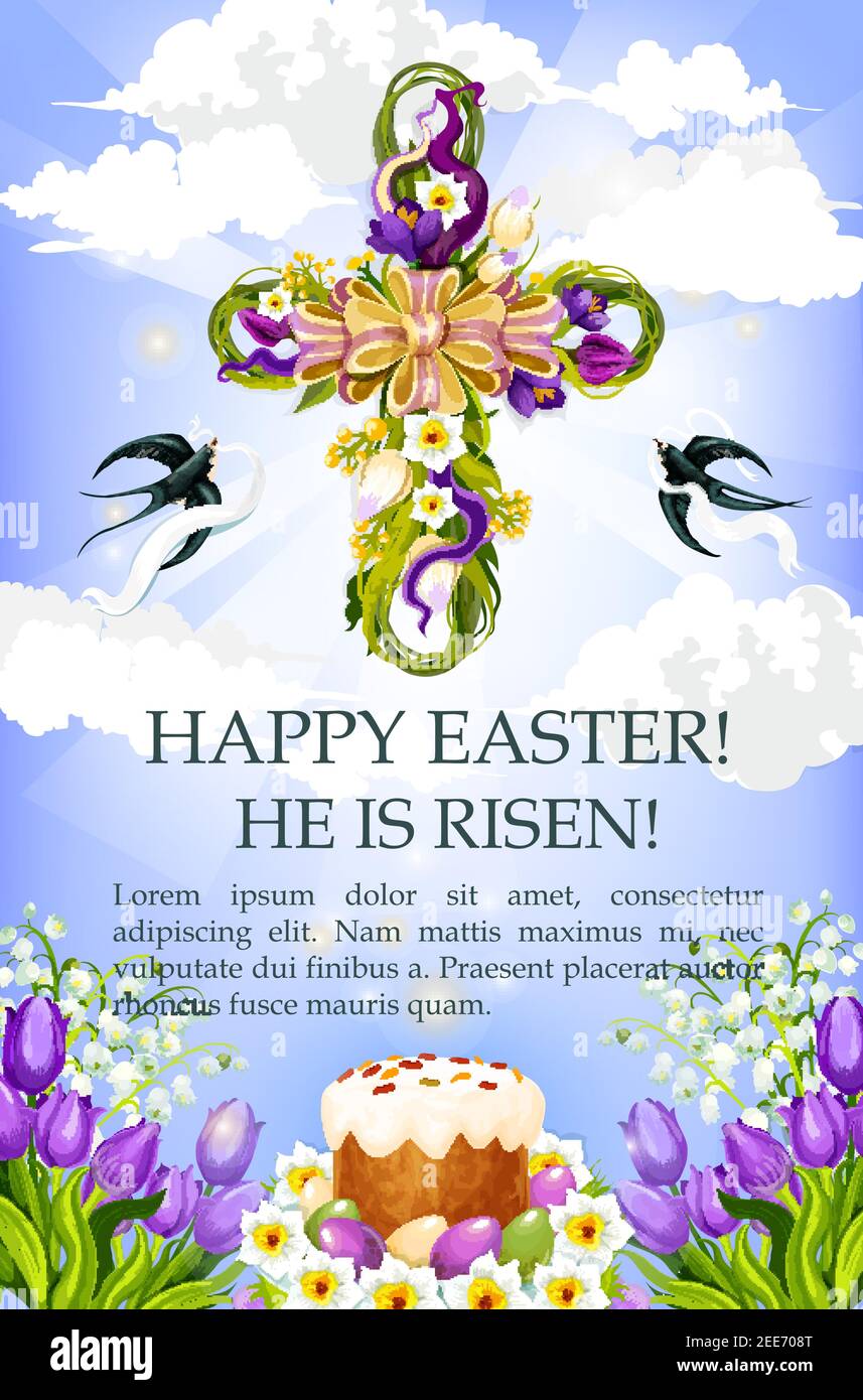 Happy Easter Cross Flowers